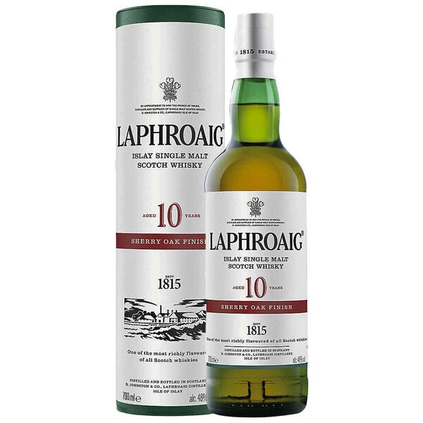 Buy Laphroaig 10 Year Old Sherry Oak Finish 700ml w/Gift Box at the ...