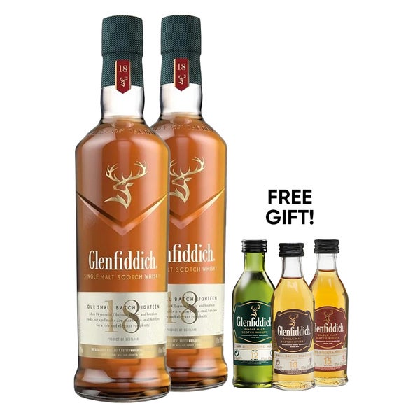 Buy Glenfiddich 18 Year Single Malt 700ml w/Gift box w/ Free Mini 12, 15 & 18 at the best price ...