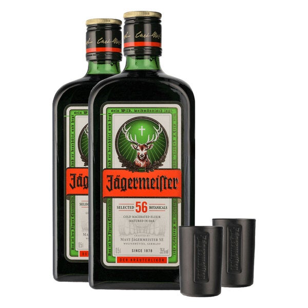 Buy Jagermeister Twinpack 2x 500ml Giftset w/ 2 Shot Glasses at the ...